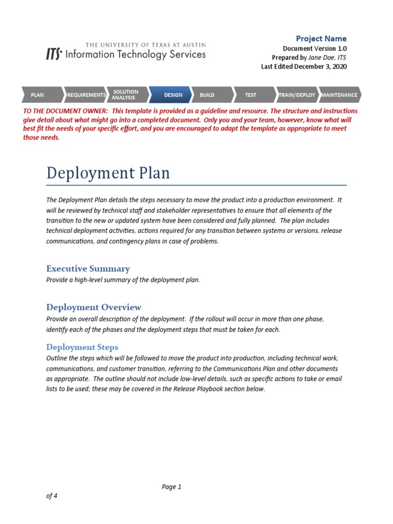 Comprehensive Deployment Plan Template | PDF | Business Process | System