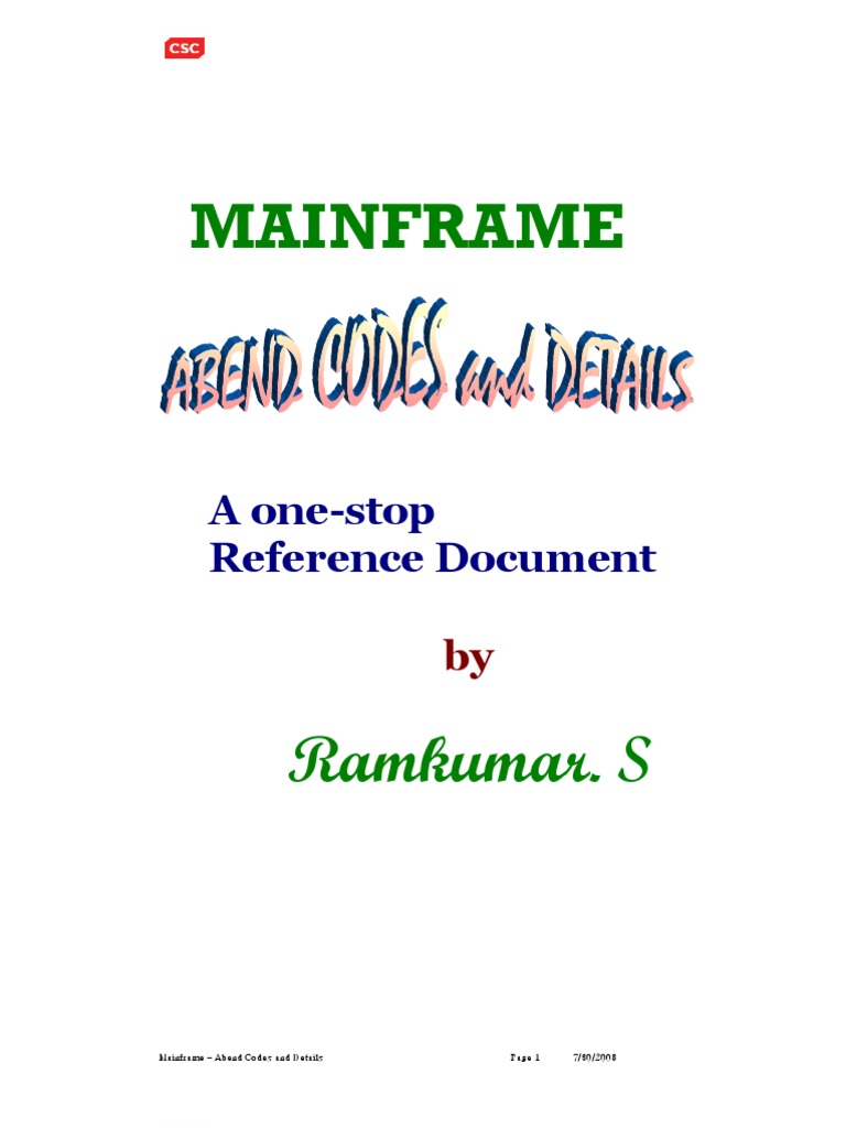 Mainframe Abend Codes And Details All In One Pdf Database Index