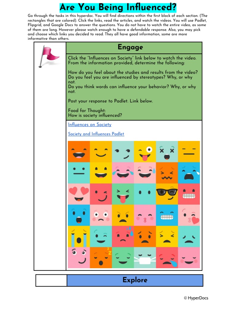 5e Inquiry-Based Influences Lesson Plan Hyperdoc 4 | PDF | Society ...