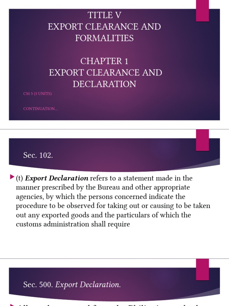 (T5) Export Clearance and Declaration | PDF