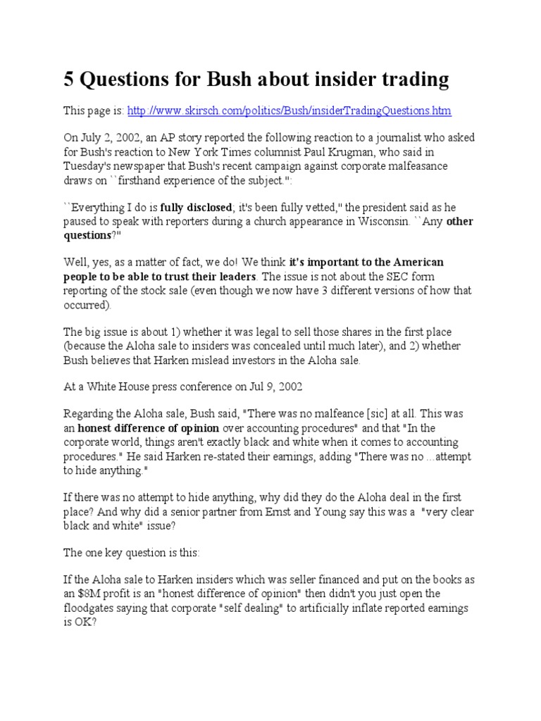 5 Question Insider Trading | Download Free PDF | U.S. Securities And ...