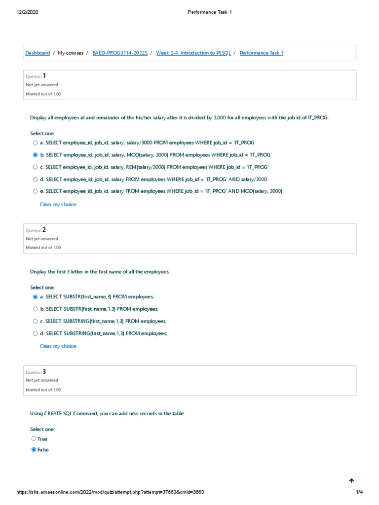 Performance Task 1 Prog 114 No. 2 B | Download Free PDF | Information Management | Computer Data