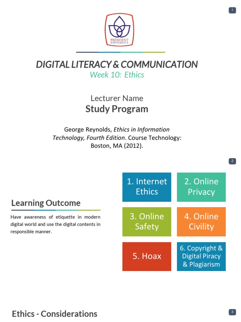 Digital Literacy Communication - Week 10 Internet Ethics | PDF ...
