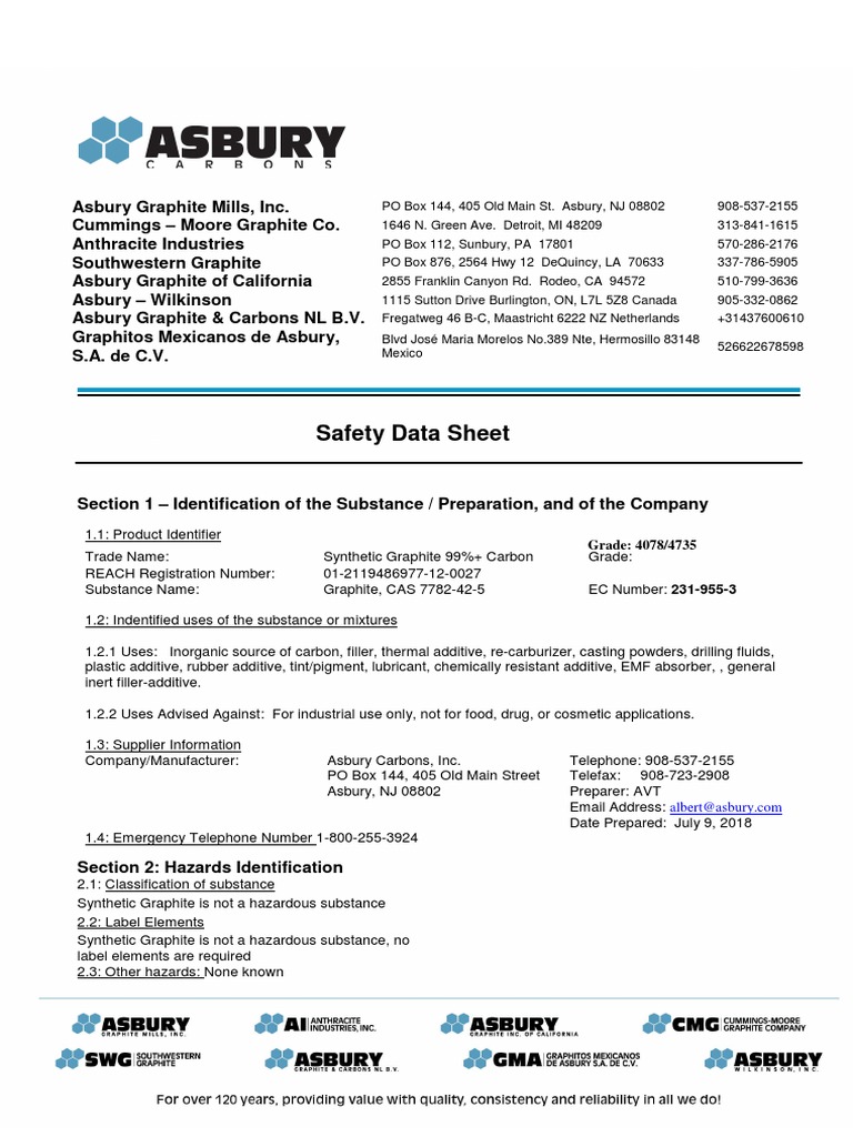 Industrial Graphite Safety Guide | PDF | Toxicity | Dangerous Goods