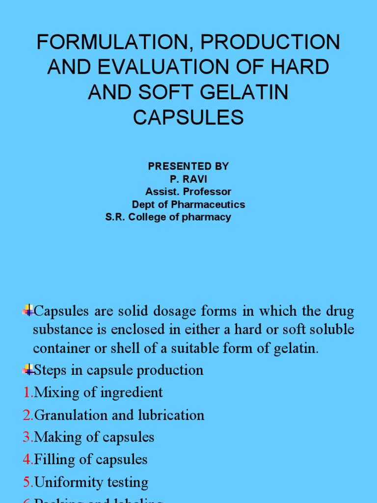 Capsules | PDF | Tablet (Pharmacy) | Chemical Substances