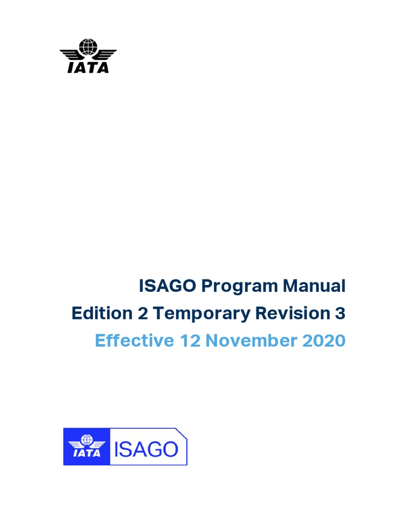 ISAGO Program Manual Edition 2 Temporary Revision 3: Effective 12 ...