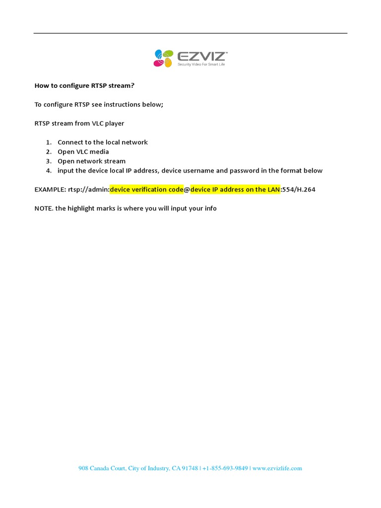How To Configure RTSP Stream | PDF