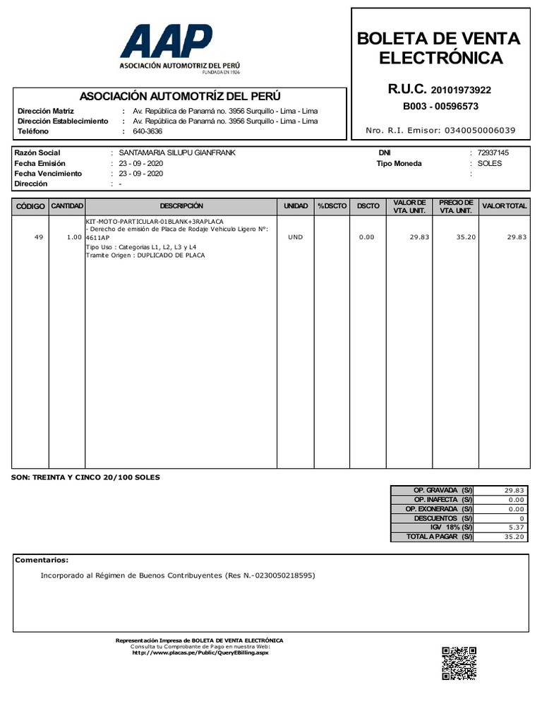 Boleta de Venta Electrónica en Perú | PDF | Business