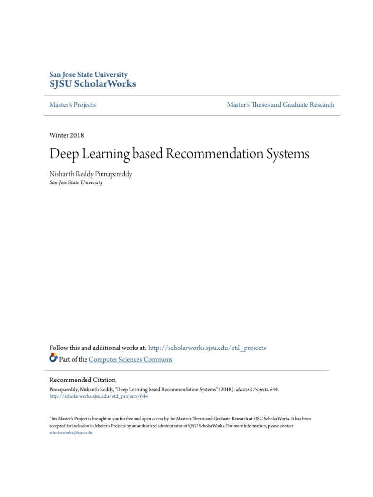 Deep Learning Based Recommendation Systems | Download Free PDF | Artificial Neural Network ...