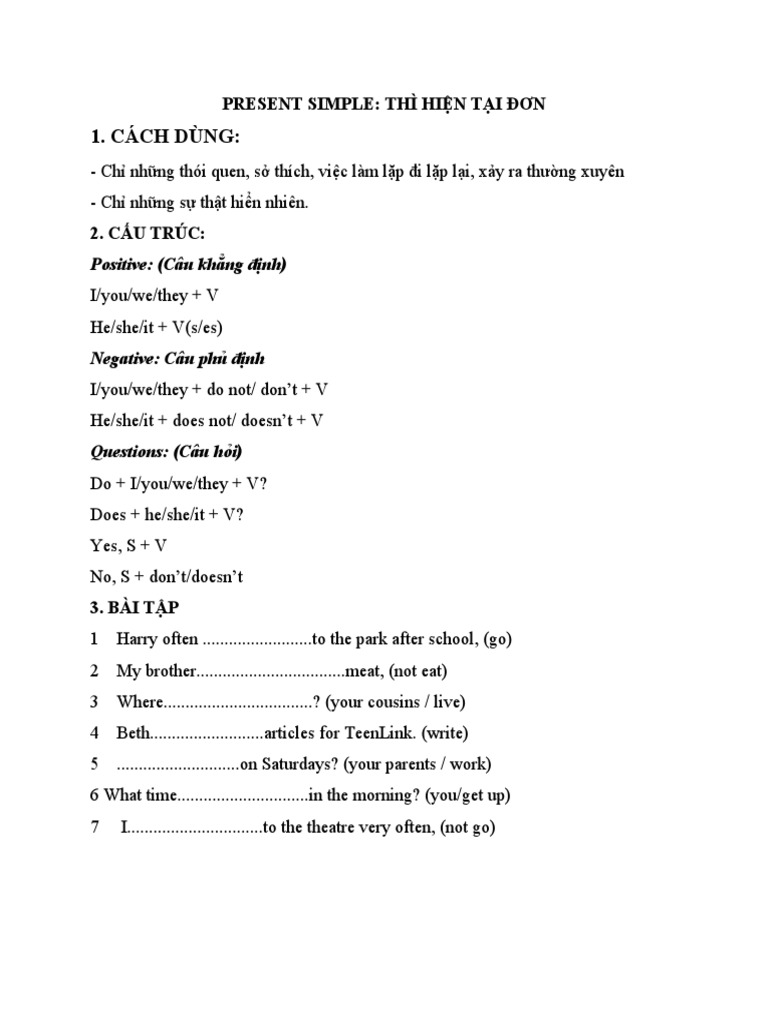 PRESENT SIMPLE.docx | PDF