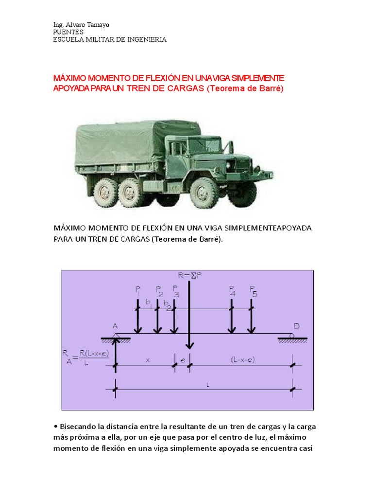 Máximo Momento de Flexión en Unaviga Simplemente Apoyada para Un | PDF