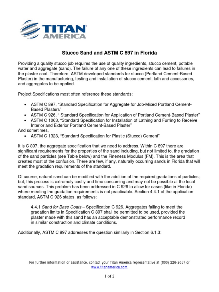 Selecting Appropriate Stucco Sands for Florida Projects in Accordance ...