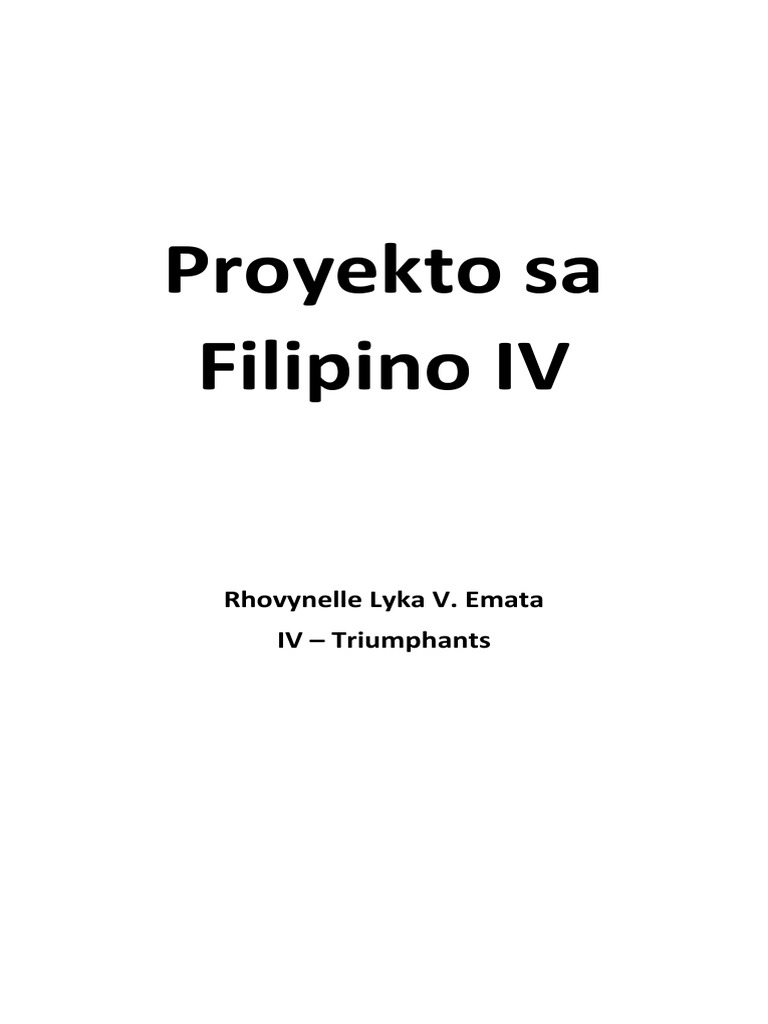 Proyekto Sa Filipino IV | PDF