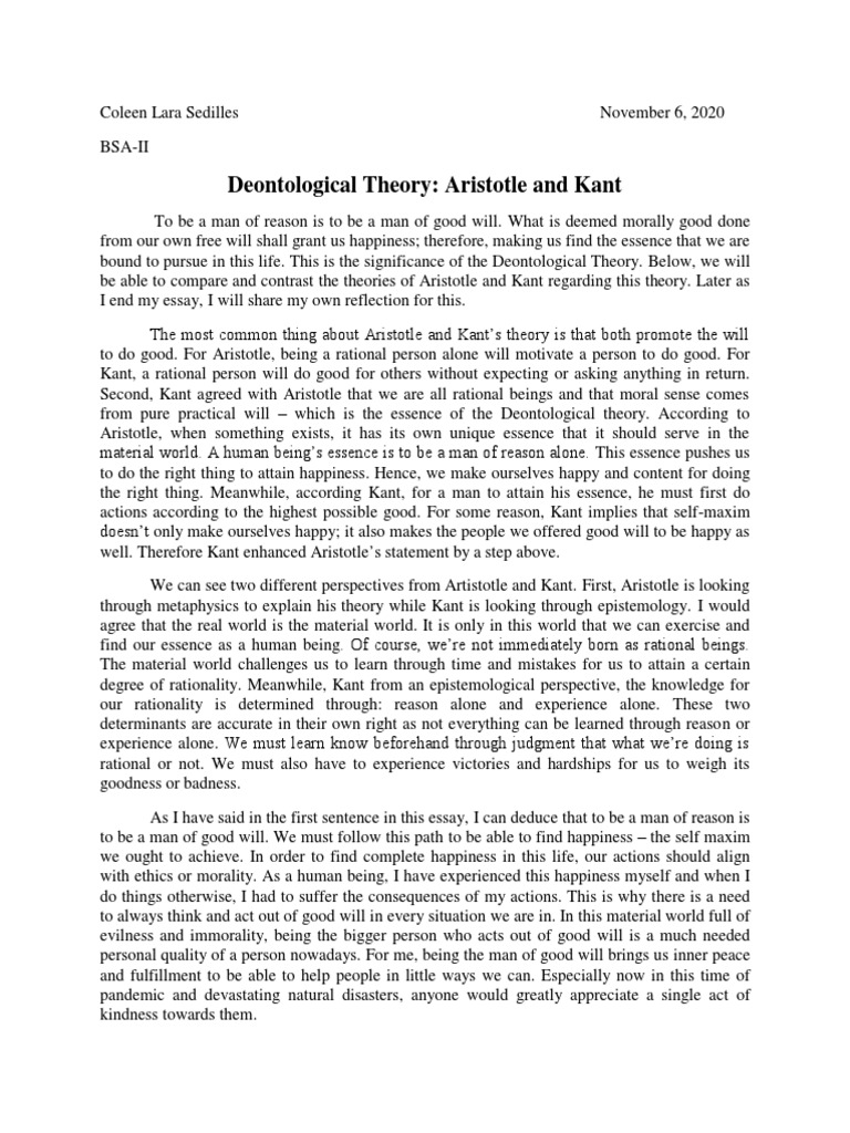 01 Deontological Theory | PDF | Immanuel Kant | Rationality