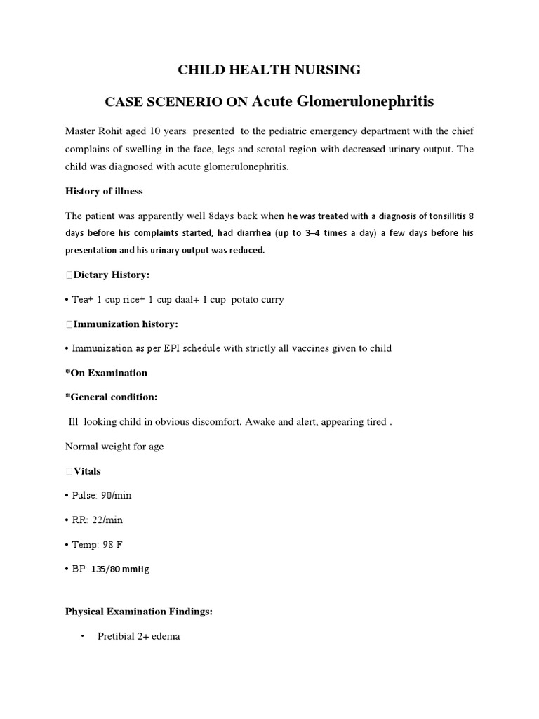 Acute Glomerulonephritis Case Study | PDF | Red Blood Cell | Clinical ...