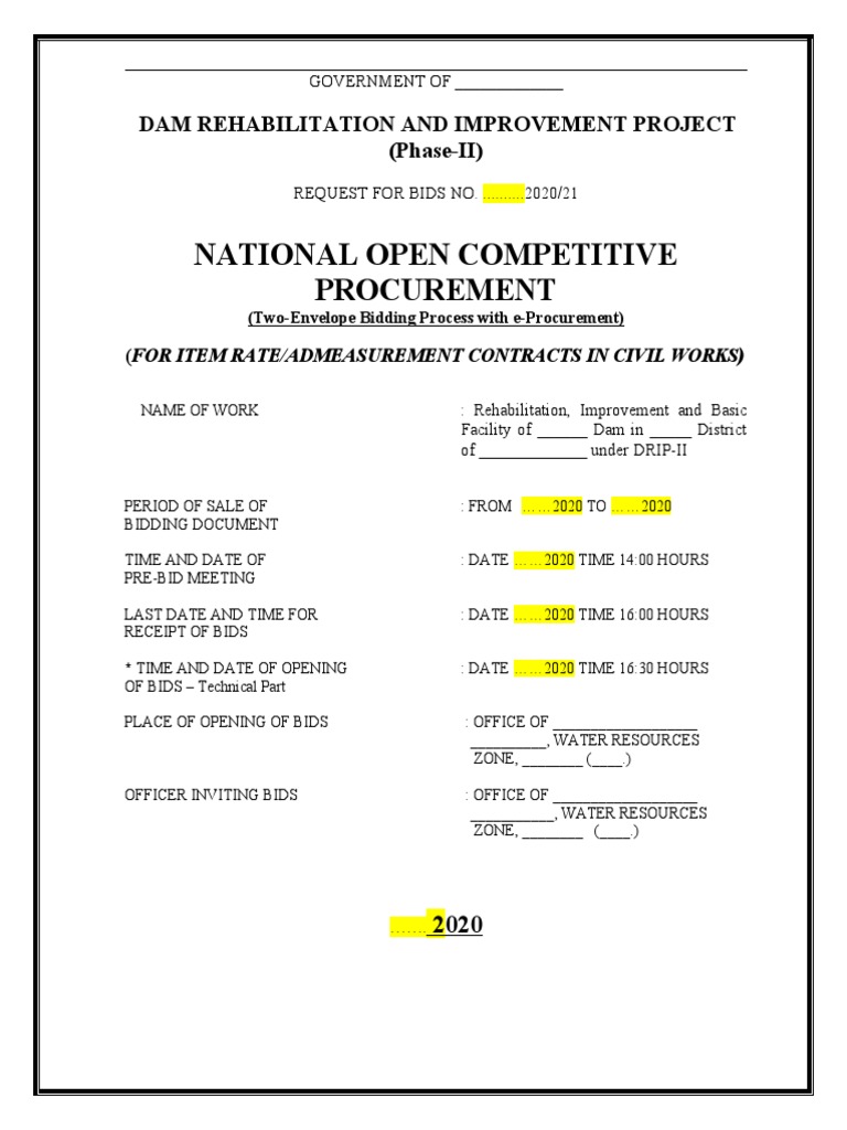 Sample Bid Document Works | PDF | Loans | Joint Venture