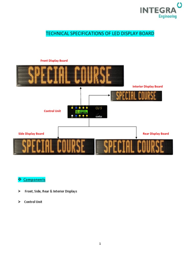 Technical Specifications of Led Display Board | PDF | Light Emitting ...