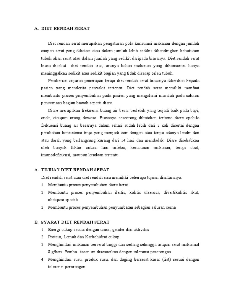 Diet Rendah Serat | PDF