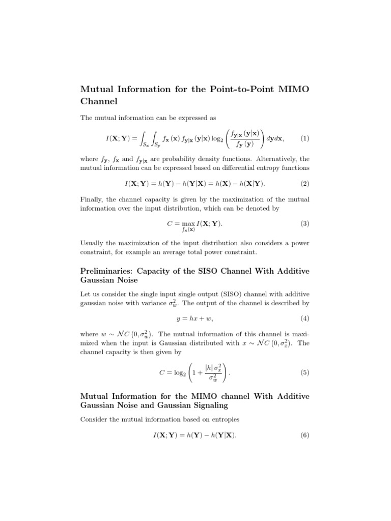 1 MIMO - Channel - Capacity | PDF | Normal Distribution | Statistical ...