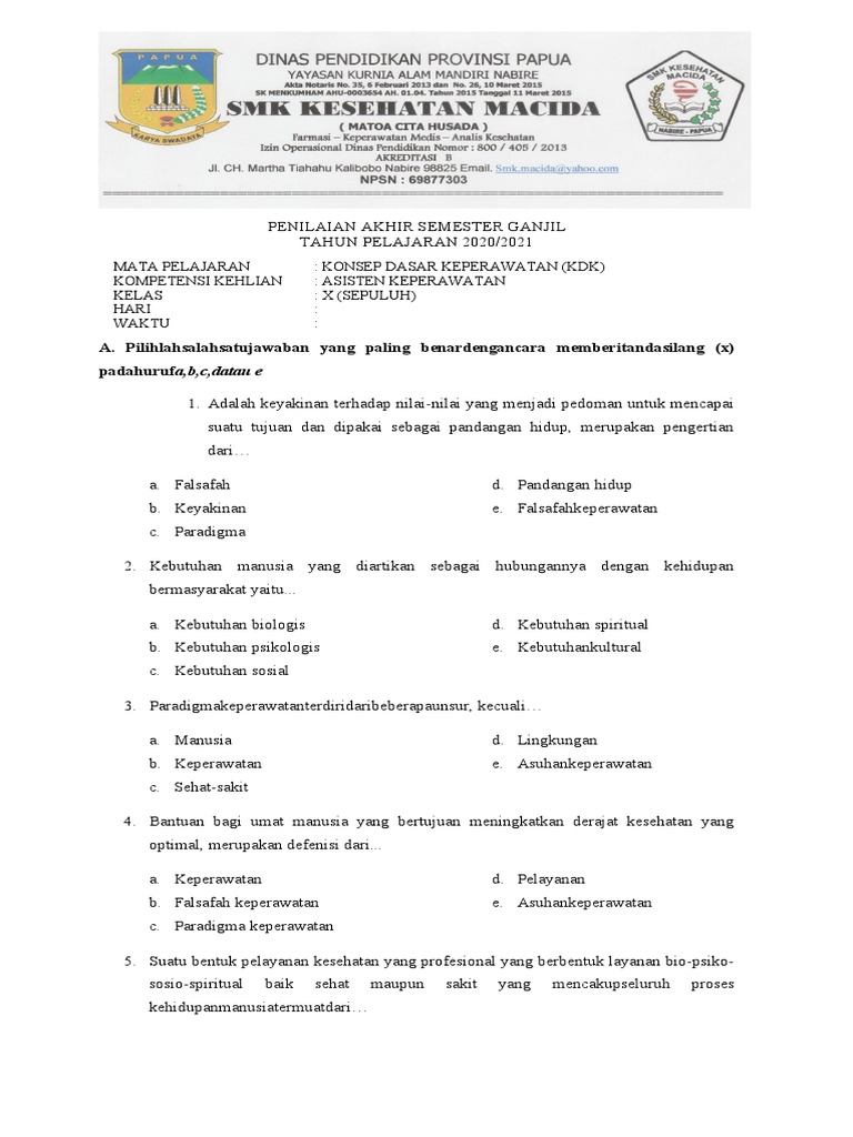 Soal Uas KDK KLS X | PDF