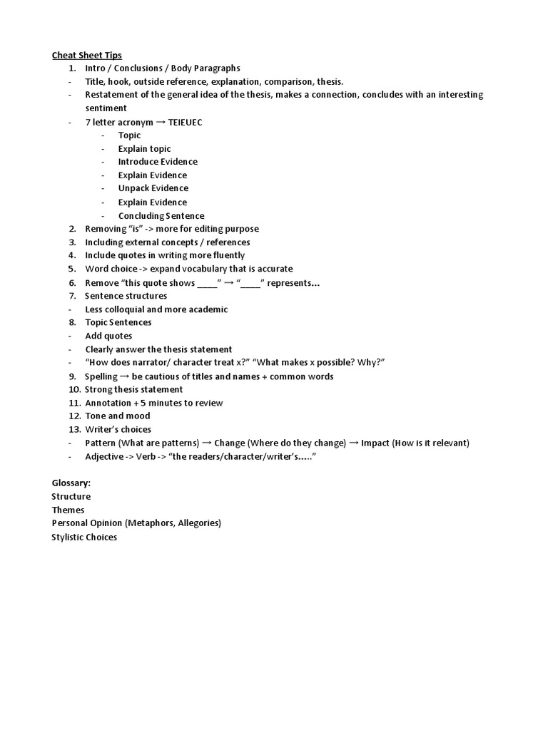 English Cheat Sheet | PDF