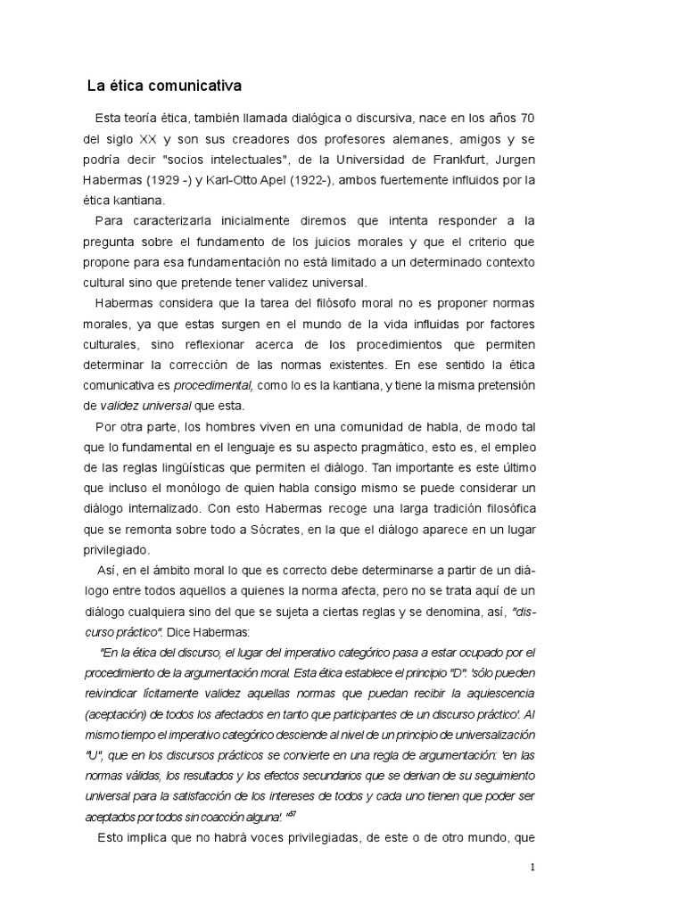 Etica Comunicativa | PDF | Moralidad | Jürgen Habermas