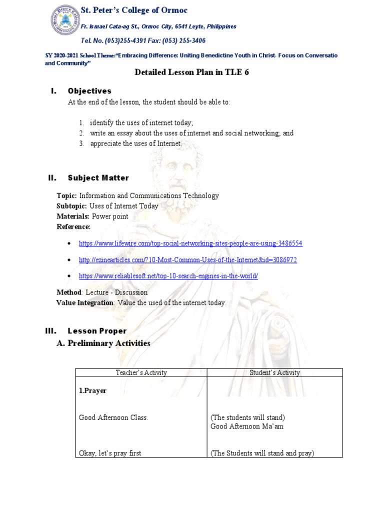 Internet Uses for Grade 6 Students | PDF | Internet | Lesson Plan