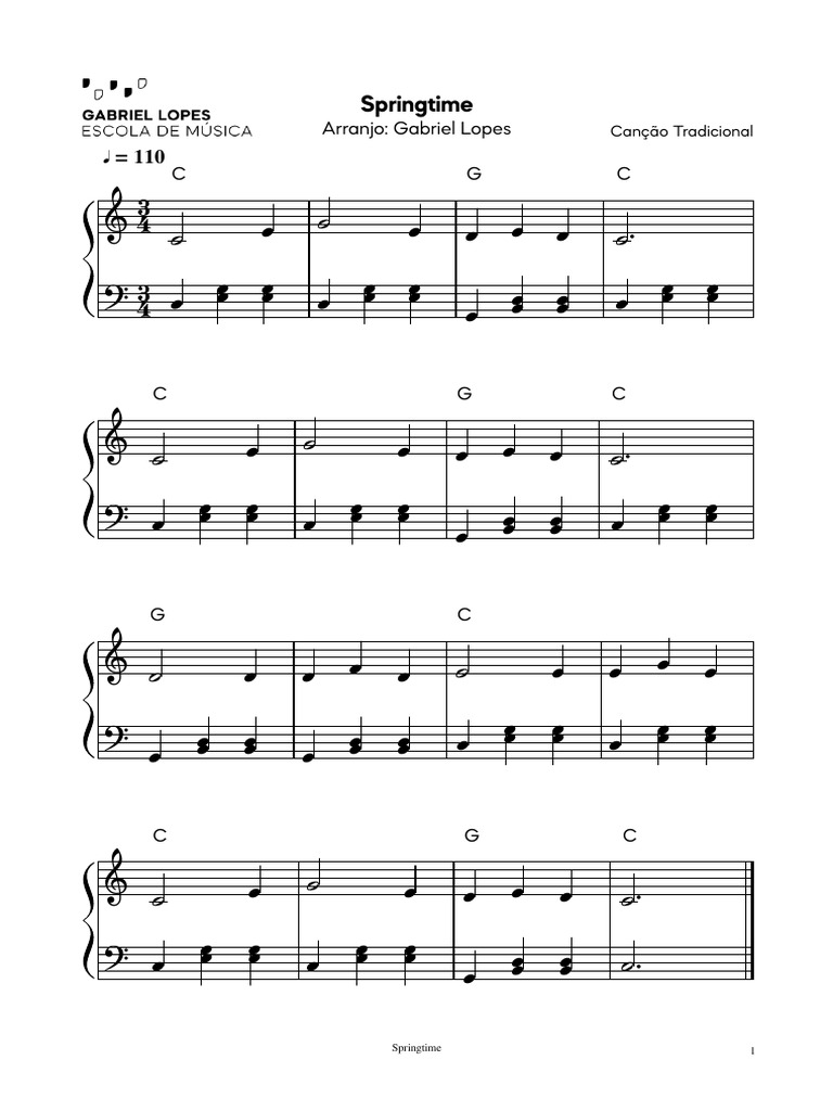 Springtime: Arranjo: Gabriel Lopes C G C | PDF