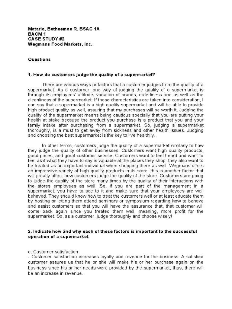 Wegman Case Study | PDF | Supermarket | Inventory