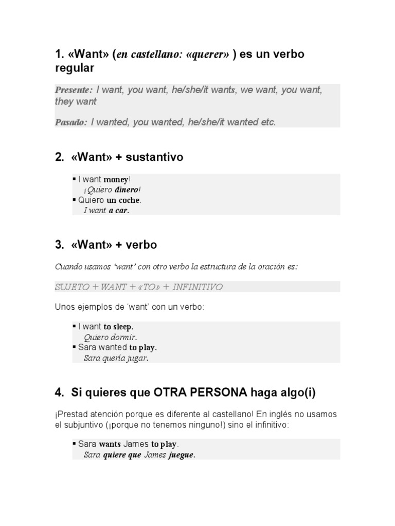 Verbo To Want (Querer) | PDF