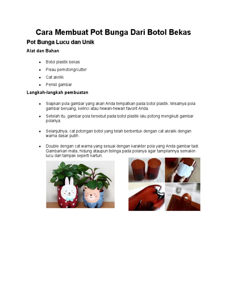 Cara Membuat Pot Bunga Dari Botol Bekas Pdf Memasak Makanan