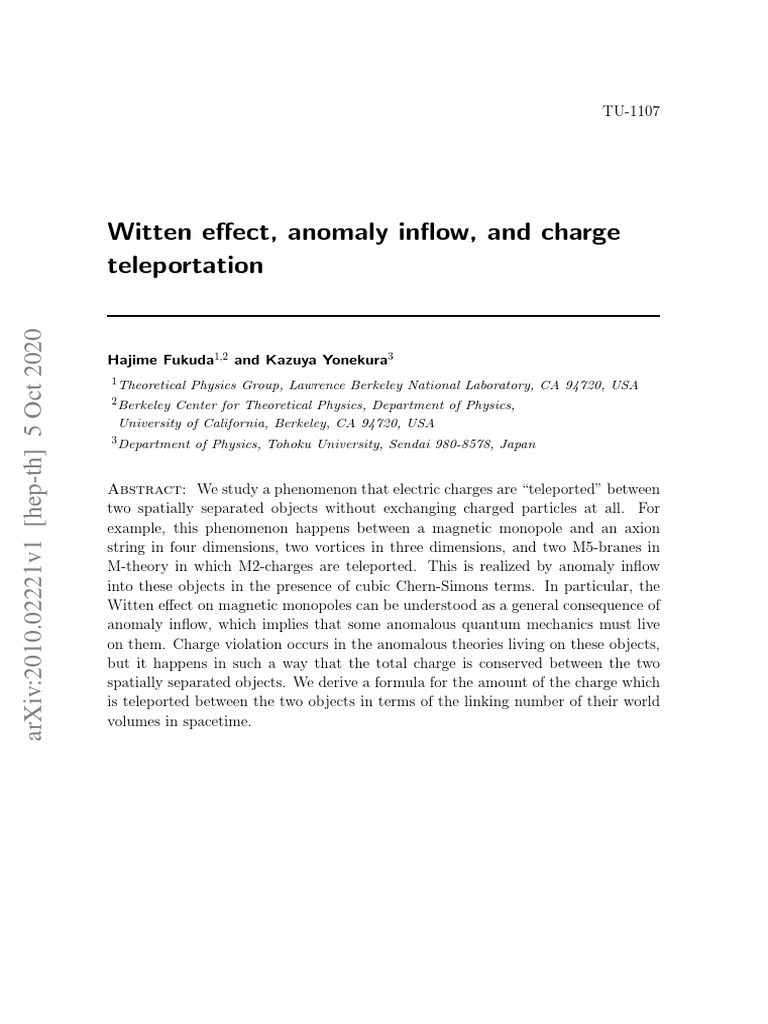 Witten Anomaly Inflow | PDF | Gauge Theory | String Theory