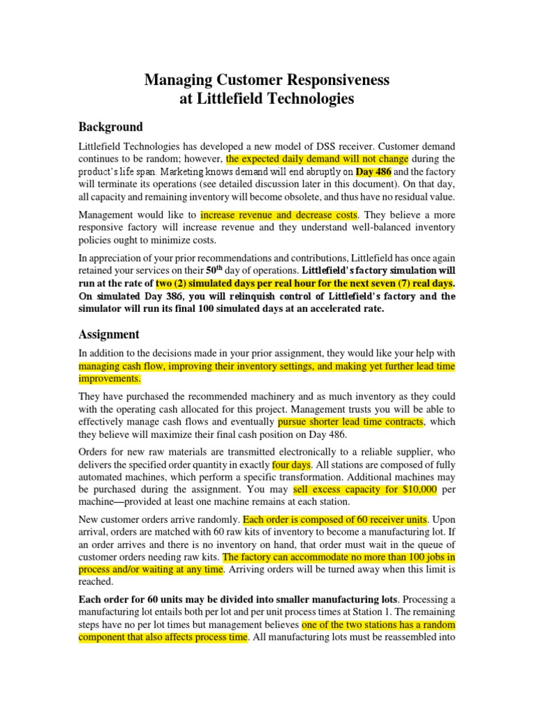 Optimize Customer Responsiveness Strategy | PDF | Inventory | Prices