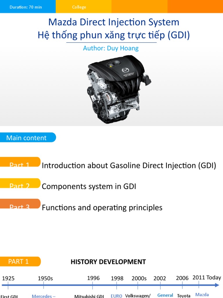 Mazda Direct Injection System Hệ thống phun xăng trực tiếp (GDI) | PDF ...