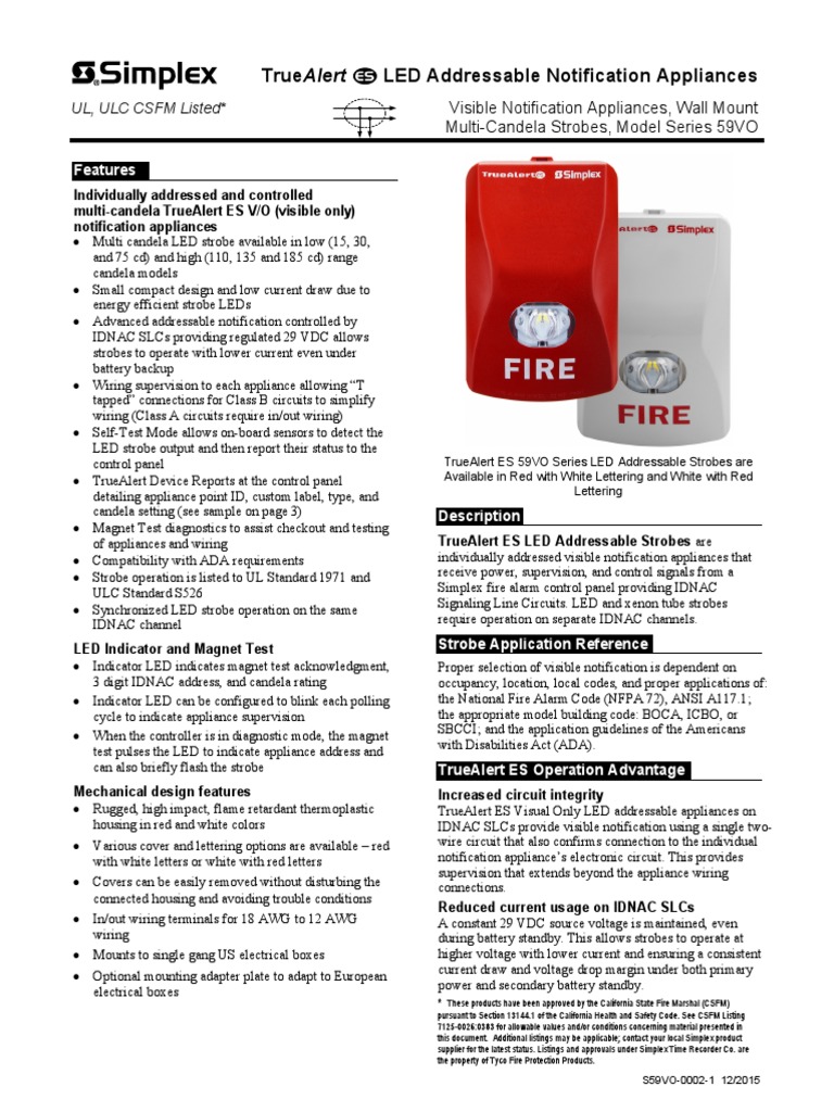 Truealert Led Addressable Notification Appliances: Features | PDF ...