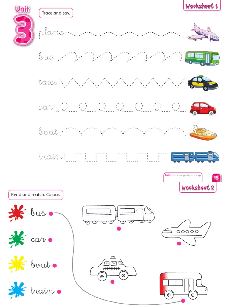 Plane Bus Taxi Car Boat Train: Worksheet 1 | PDF