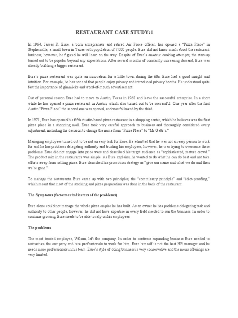 Restaurant Case Study | PDF | Business | Marketing