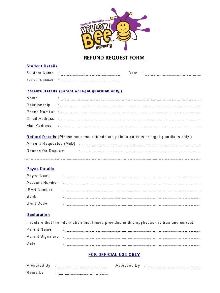 Refund Request Form: Student Details | PDF