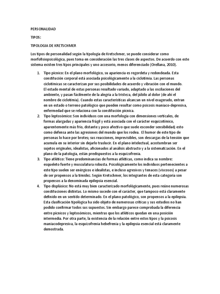 Tipologia de Kretschmer | PDF | Músculo | Las emociones
