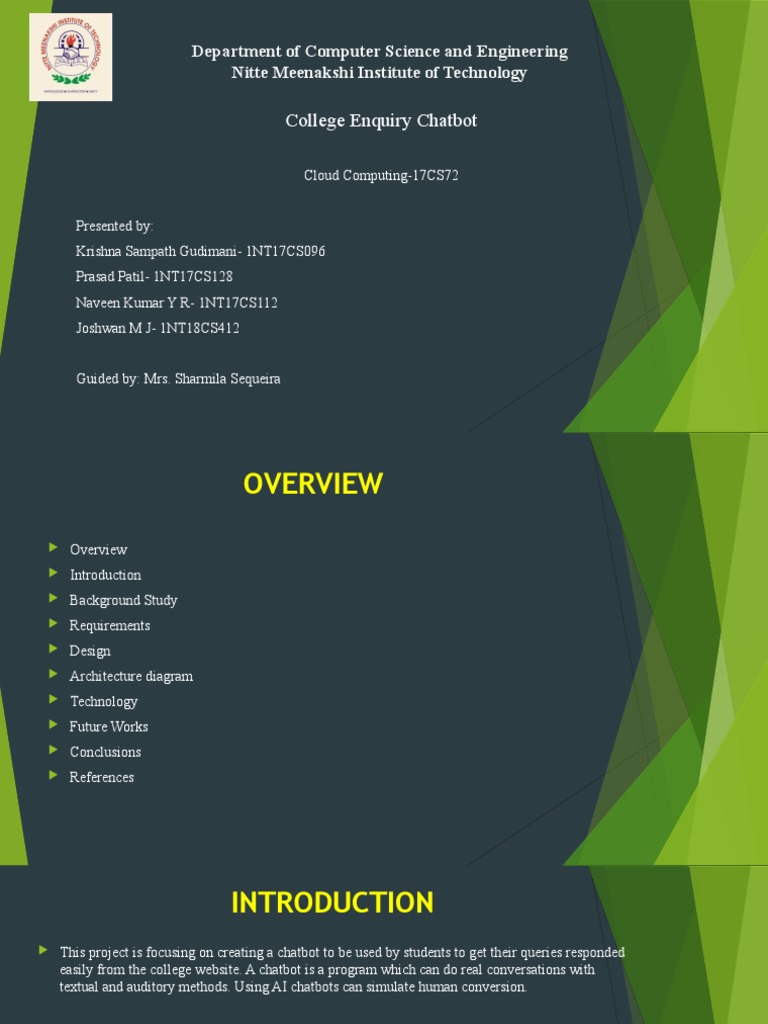 College Enquiry Chatbot: Department of Computer Science and Engineering ...