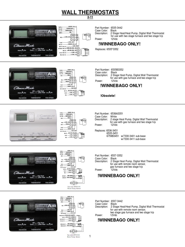 Digital Wall Thermostat Wiring Guide | PDF | Thermostat | Furnace