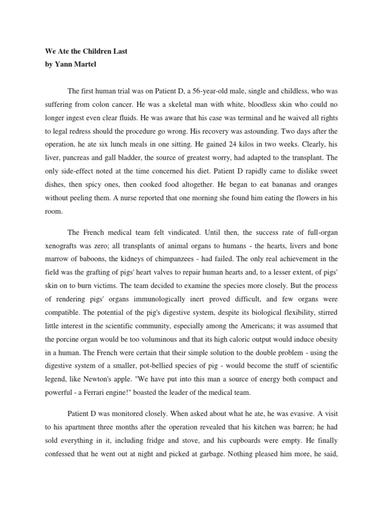 We Ate The Children Last | PDF | Organ Transplantation | Medical ...