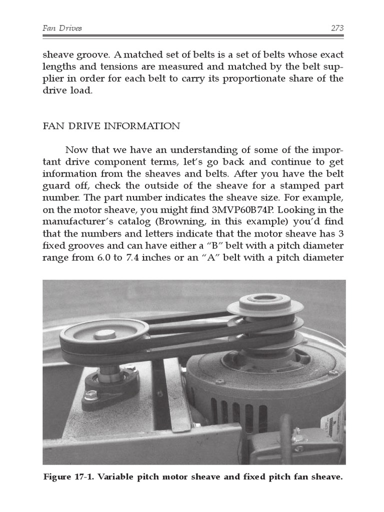 Fan Drives 273: Figure 17-1. Variable Pitch Motor Sheave and Fixed ...