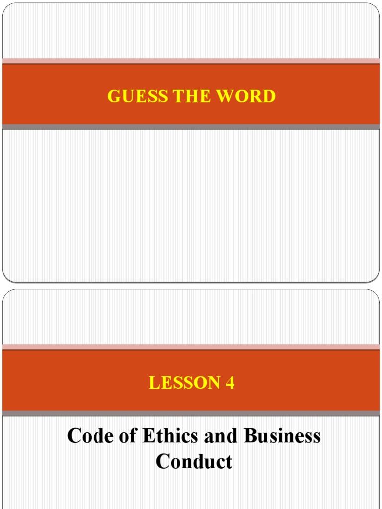 HBM 122 Lesson 4 Code of Ethics and Business Conduct | PDF | Value ...