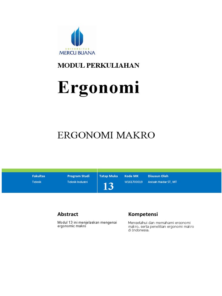 Modul Ergonomi Dan K3 (TM13) | PDF