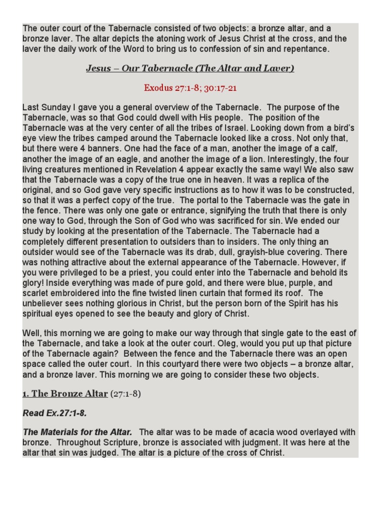 Altar & Laver | PDF | Tabernacle | The Gospel