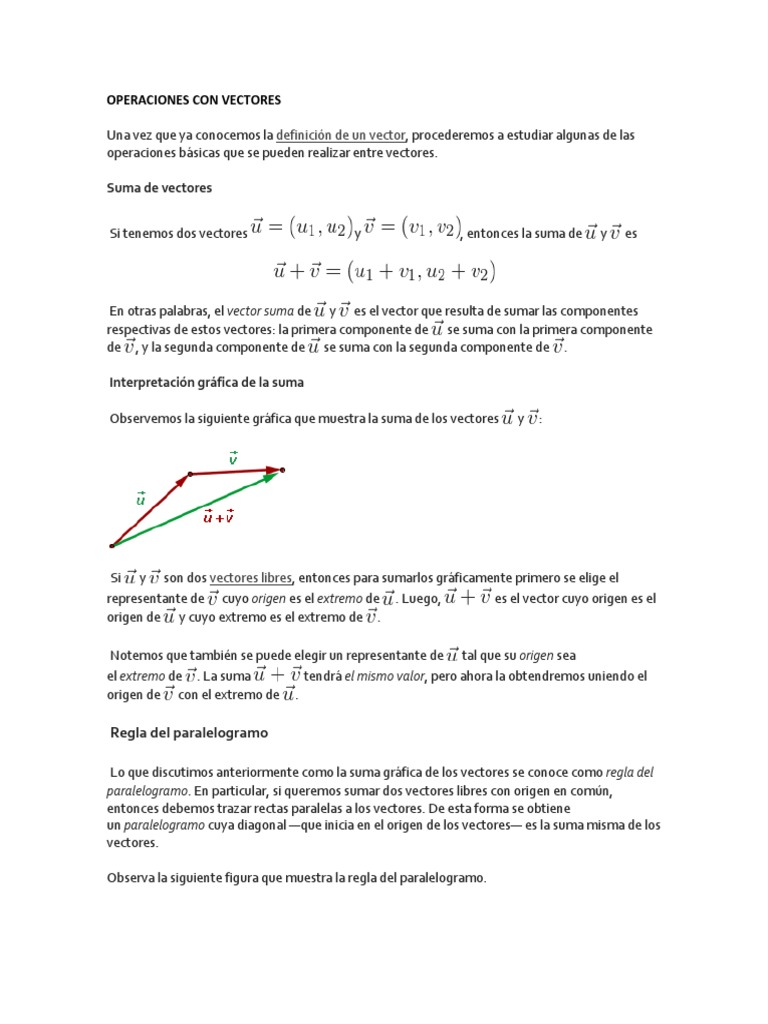 Operaciones Con Vectores Algebra Lineal | PDF | Vector Euclidiano ...