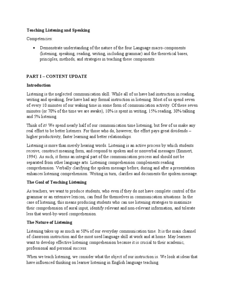 Teaching of The Macro Skills | PDF | Reading Comprehension | Fluency