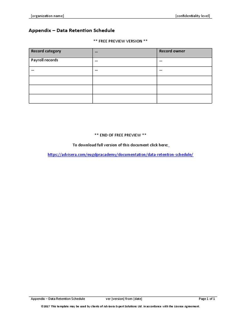 04.5 Appendix Data Retention Schedule Integrated Preview EN | PDF