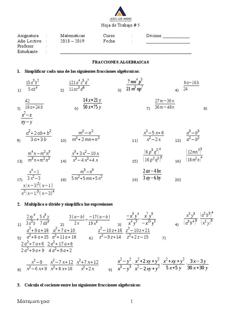 Simplificaciones de Fracciones | PDF | Enseñanza de matemática